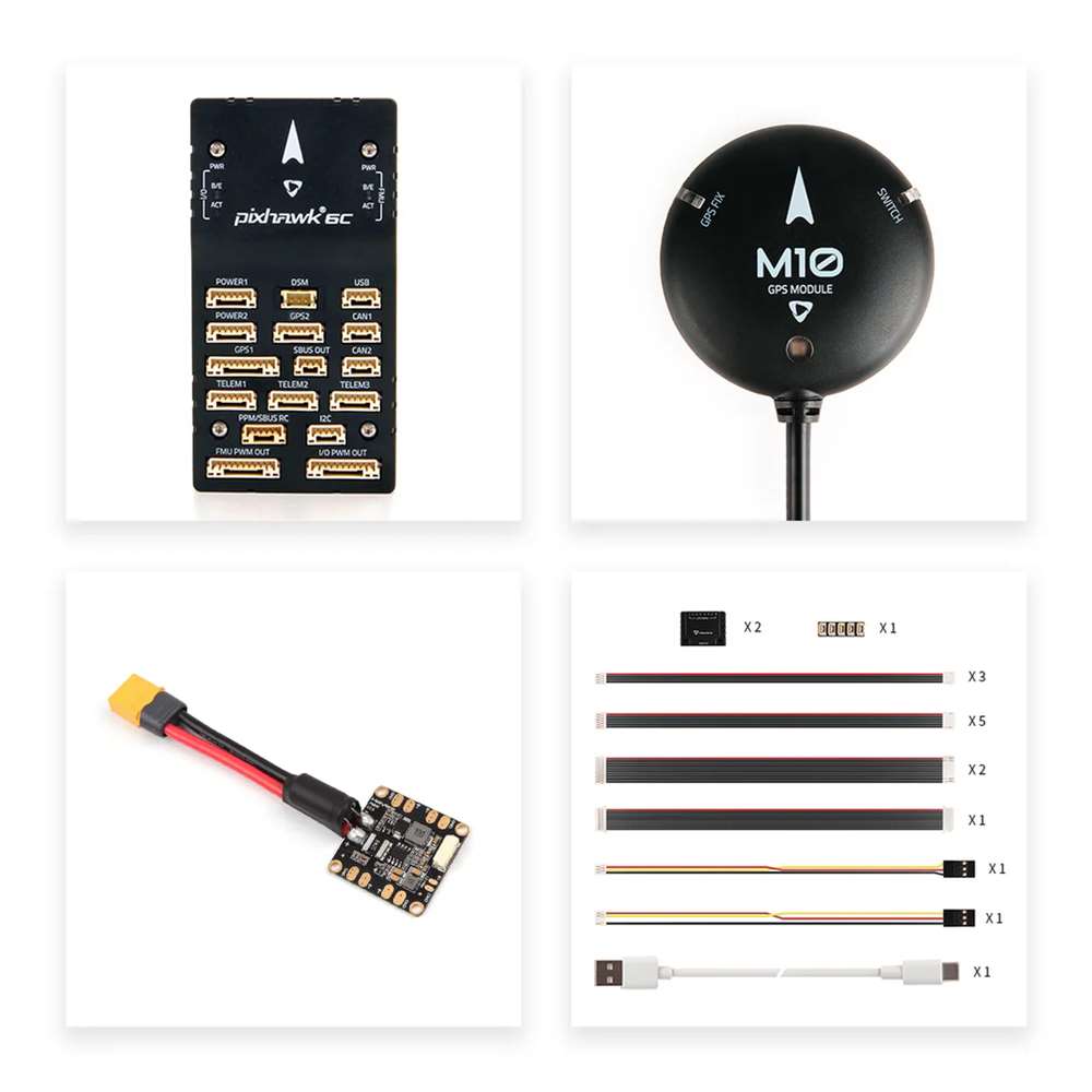 Holybro Pixhawk 6C + Plastic Case + PM06 Power Module + M10 GPS Flight ...